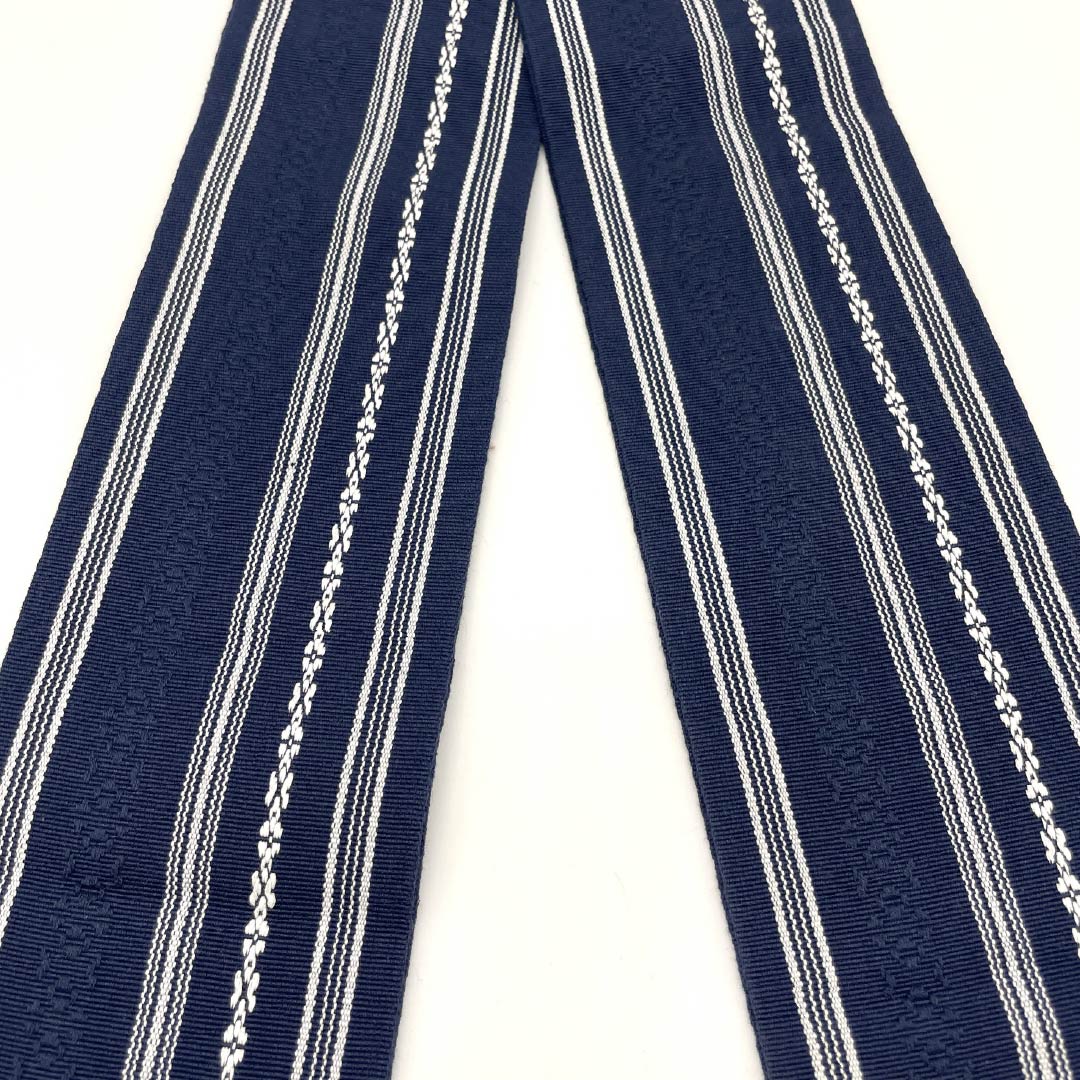 【リサイクル着物】（未仕立）角帯 木綿 紺色（こんいろ） 献上柄 帯丈384cm 幅9.5cm Sランク 紺系 1134000412918