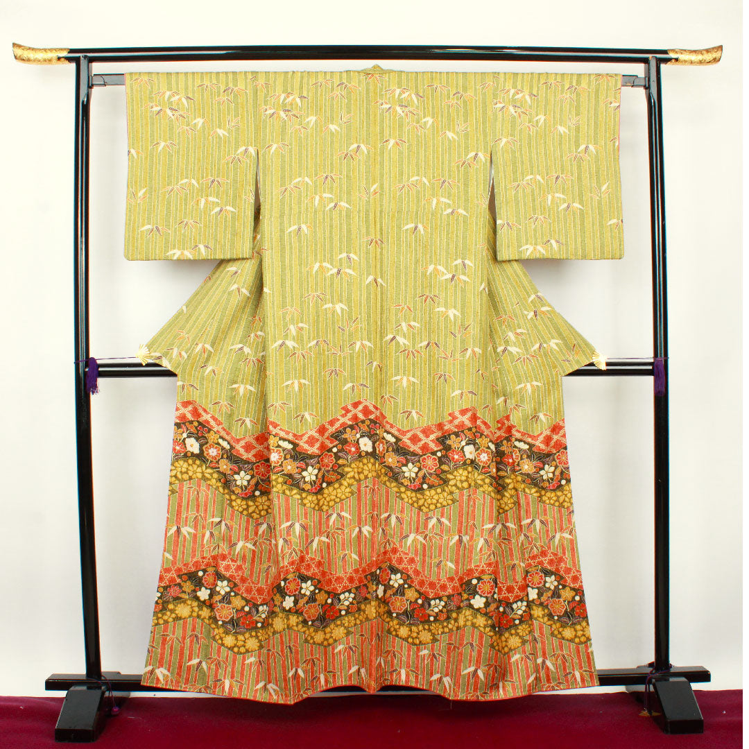 [Recycled Kimono] Homongi, lined, length 158cm, sleeve length 63cm ...