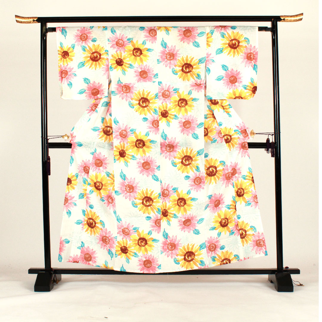 [Recycled Kimono] Yukata Sunflower Cotton S Rank Single Layer Length ...