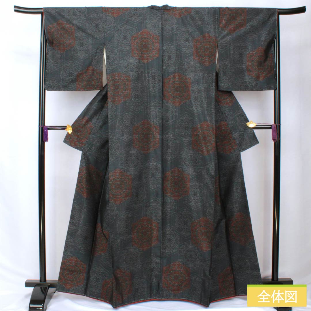 [Recycled Kimono] Pure Silk Tsumugi Kimono, Grade A, Length 164cm ...