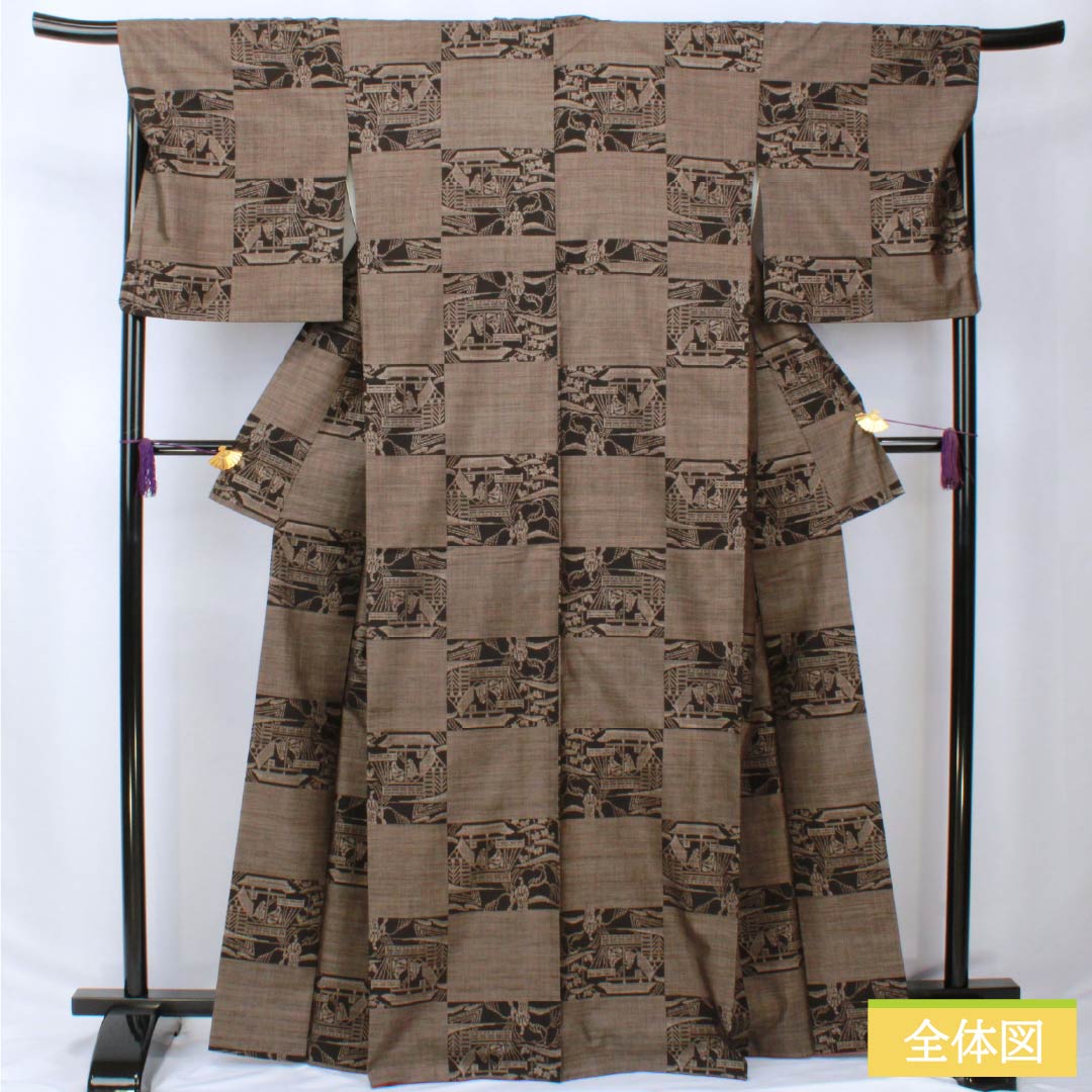 [Recycled Kimono] Tsumugi Silk S-Rank Kimono, Length 167cm, Sleeve ...