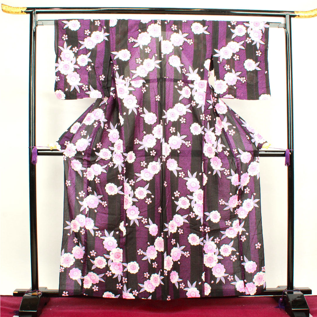 [Recycled Kimono] Yukata Monotone Cherry Blossom Cotton S Rank Single ...