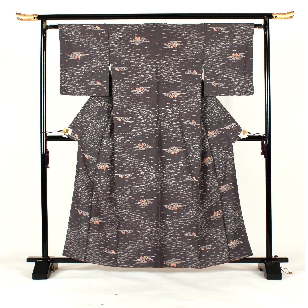 [Recycled Kimono] Komon, Length 160-164cm, Sleeve Length 65cm, Awase ...