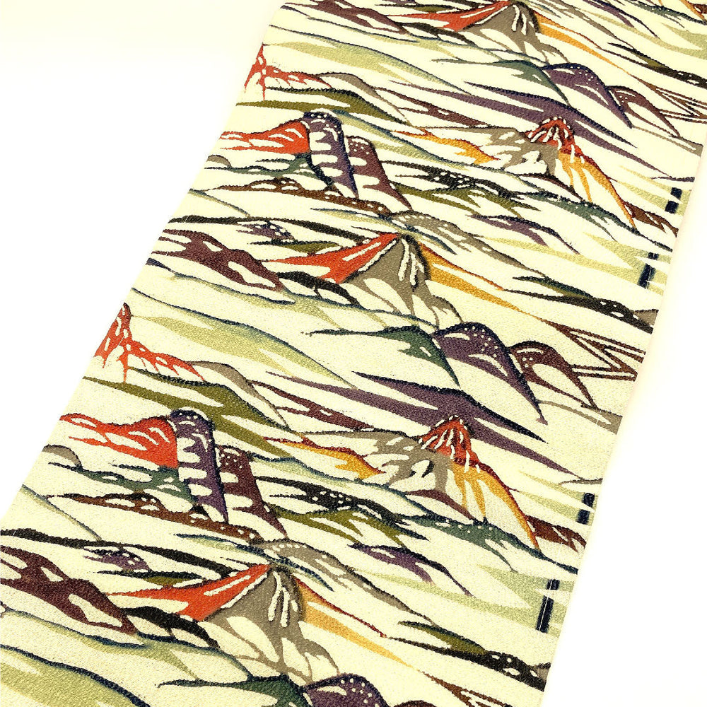 [Recycled Kimono] Nagoya Obi Yama Kyo Bingata Chirimen Obi Length 353cm ...